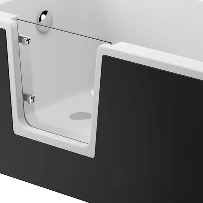 Vana s dvířky Polimat VOVO 150x75 s bílým čelním krycím panelem + vanový sifon automat s přepadem VABPS-ZU 70
