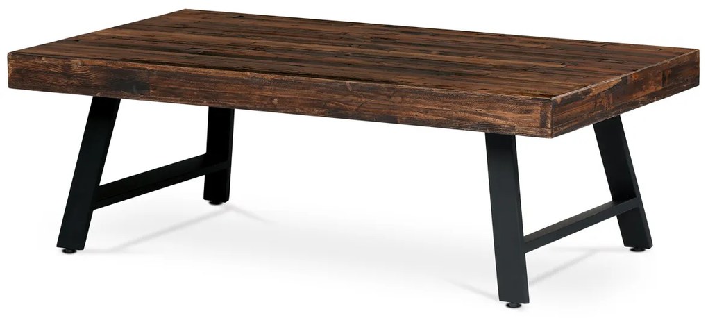 Konferenční stůl, 130x70 cm, MDF deska, dýha borovice, kov, černý lak