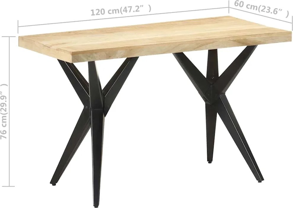 Jídelní stůl 120 x 60 x 76 cm masivní mangovníkové dřevo 323560