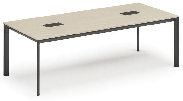 Stůl INVITATION 2400 x 1200 x 740, bílá + 2x stolní zásuvka TYP III, černá