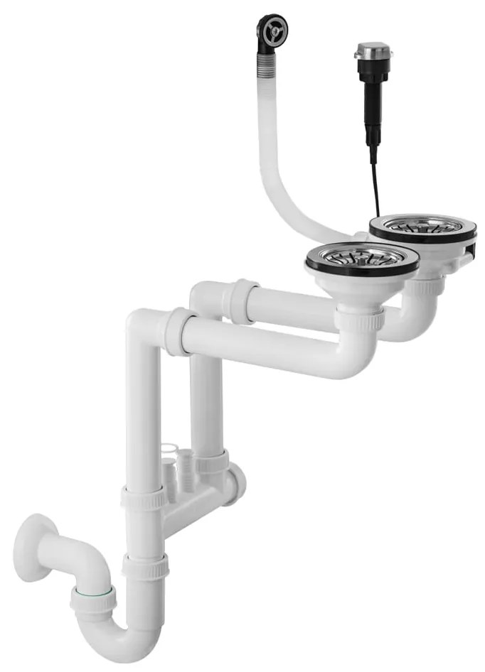 Gamma Gamma, 2-komorový automatický sifon pro granitové dřezy s kulatým přepadem, chromová, GMA-1A22CH