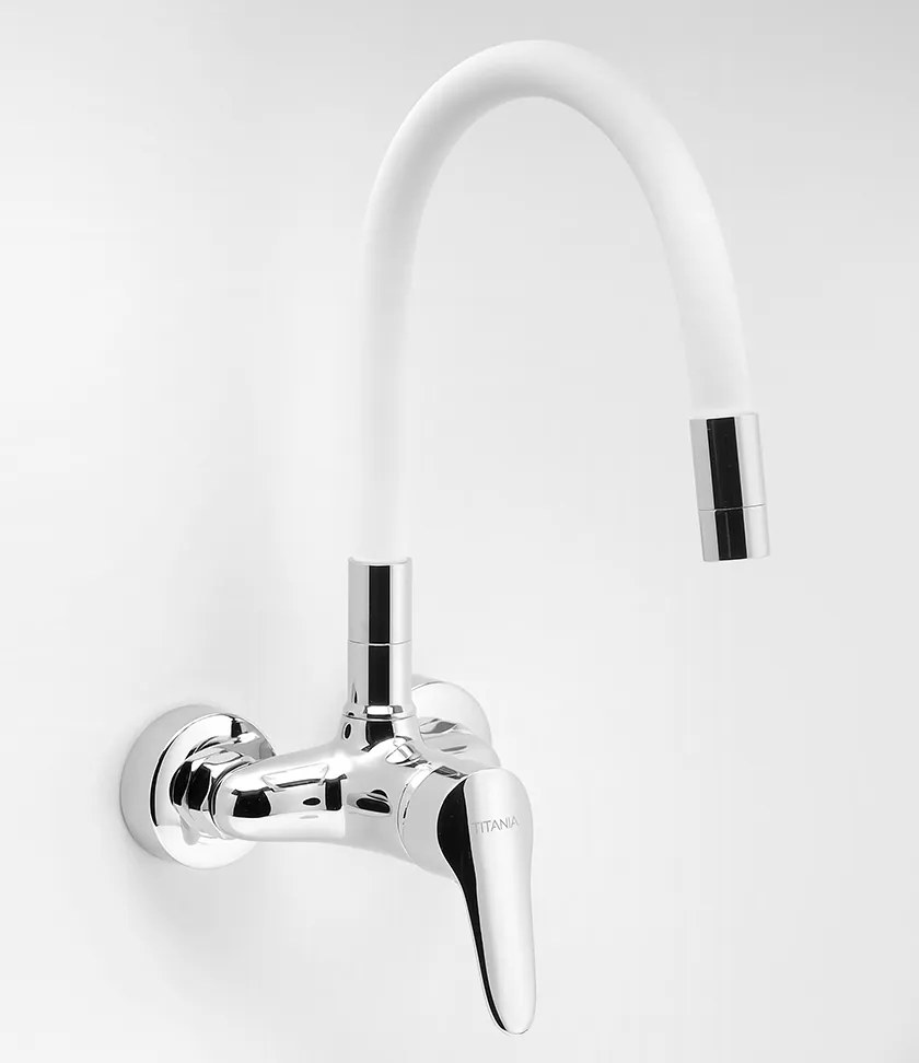 Ferro Zumba - Dřezová baterie s elastickým ramenem 100mm, bílá-chrom, 94484,0B