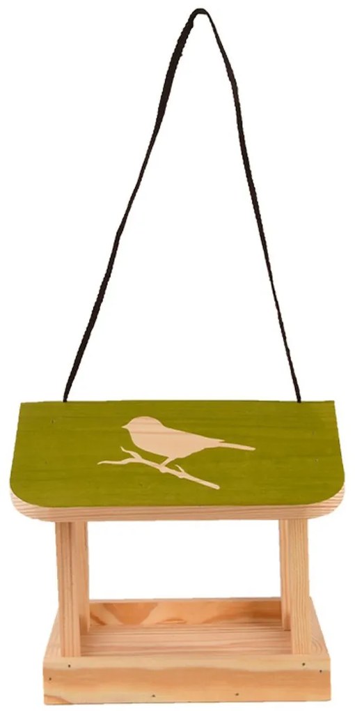 Závěsné krmítko pro ptáky Elisa, 19,5x24x24 cm, dřevo, hnědá/zelená