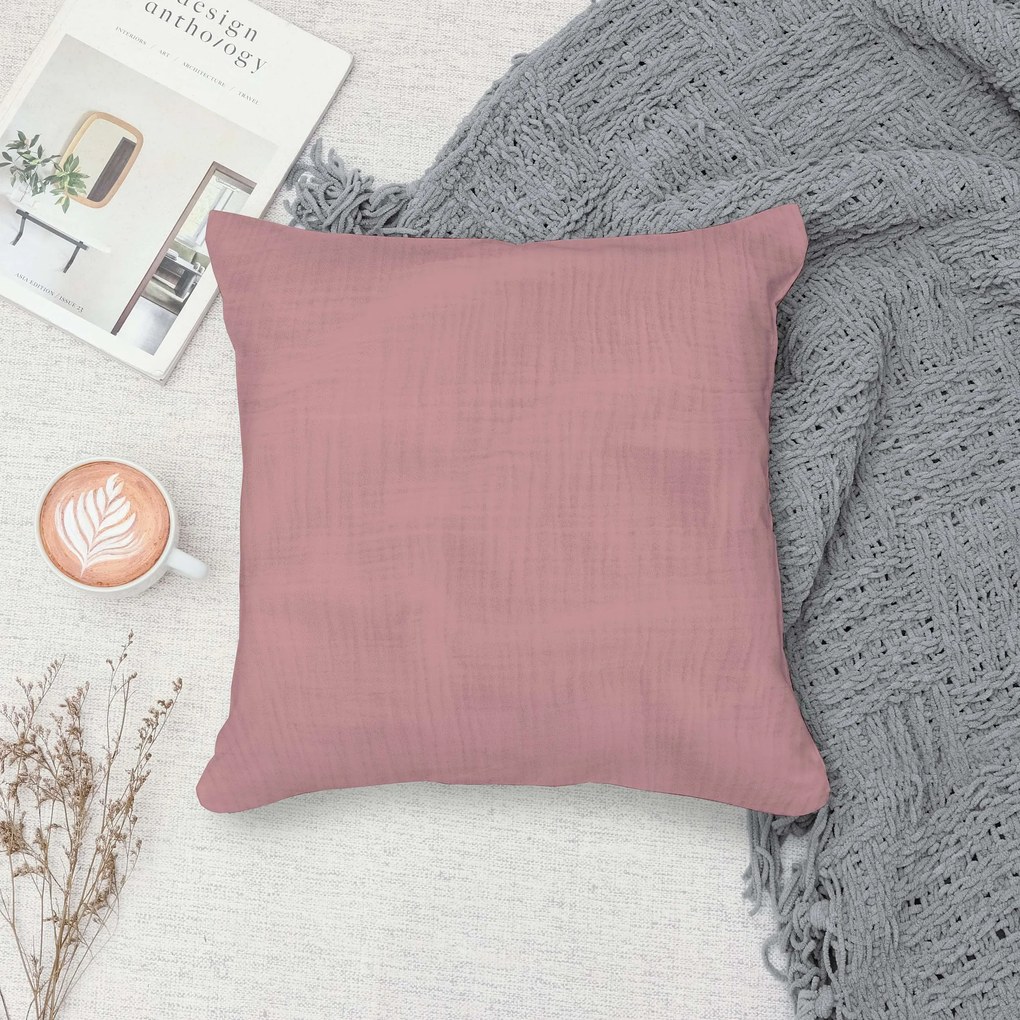 Mušelínový povlak na polštářek Retro pink Velikost: 70 x 90