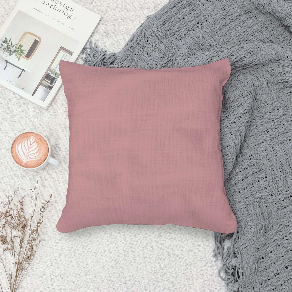 Mušelínový povlak na polštářek Retro pink Velikost: atypický 50 x 70