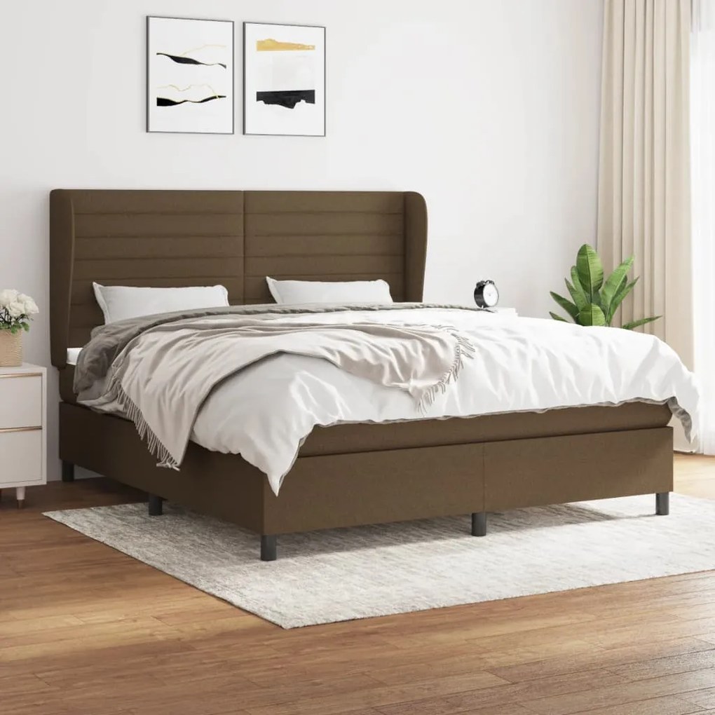 Box spring postel s matrací tmavě hnědá 160x200 cm textil 3128056