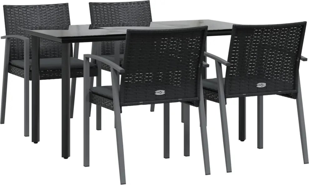 5dílný zahradní jídelní set s poduškami polyratan a ocel 3186991