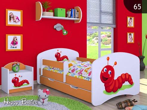 SM Dětská postel s obrázkem housenka 160 x 80 cm - růžová