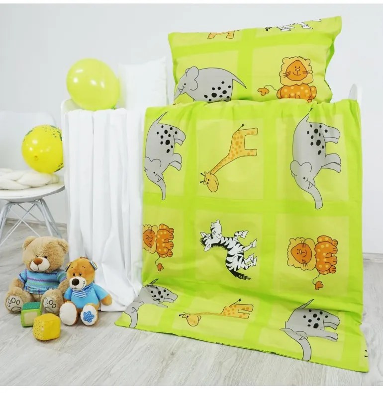 Povlečení dětské ZOO zelené EMI, Dětský set 90x130 + 45x65