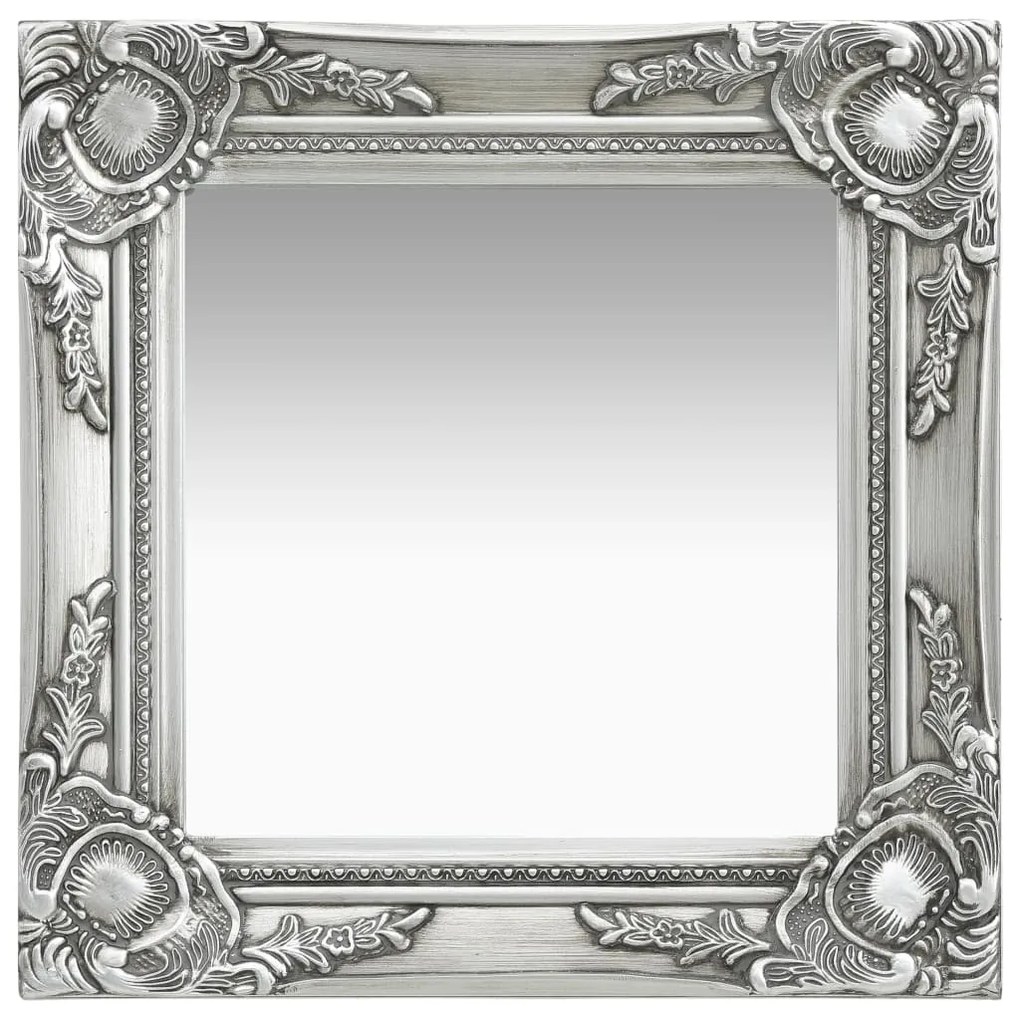 Nástěnné zrcadlo barokní styl 40 x 40 cm stříbrné 320306
