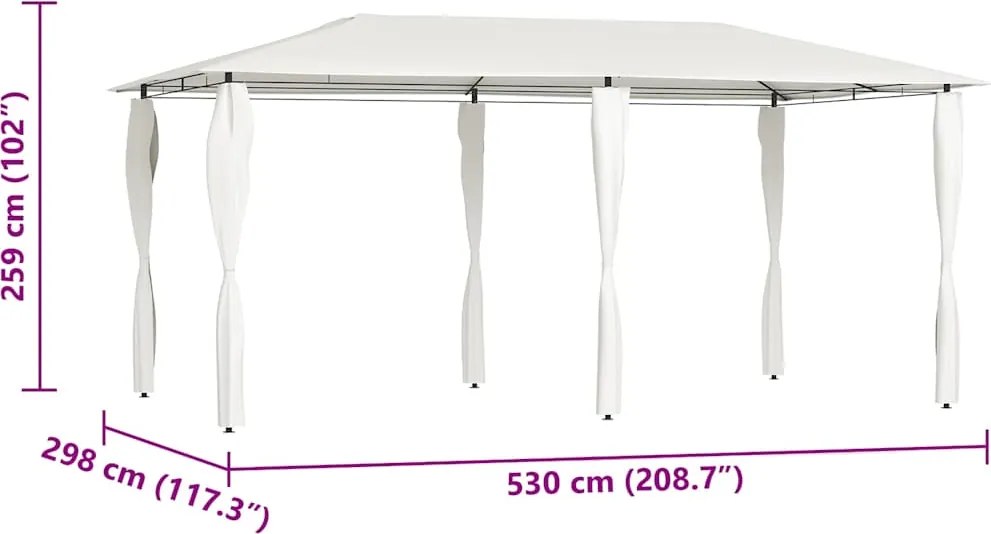 Altán s krytými sloupky 2,98 x 5,3 x 2,59 m krémový 160 g/m² 313617