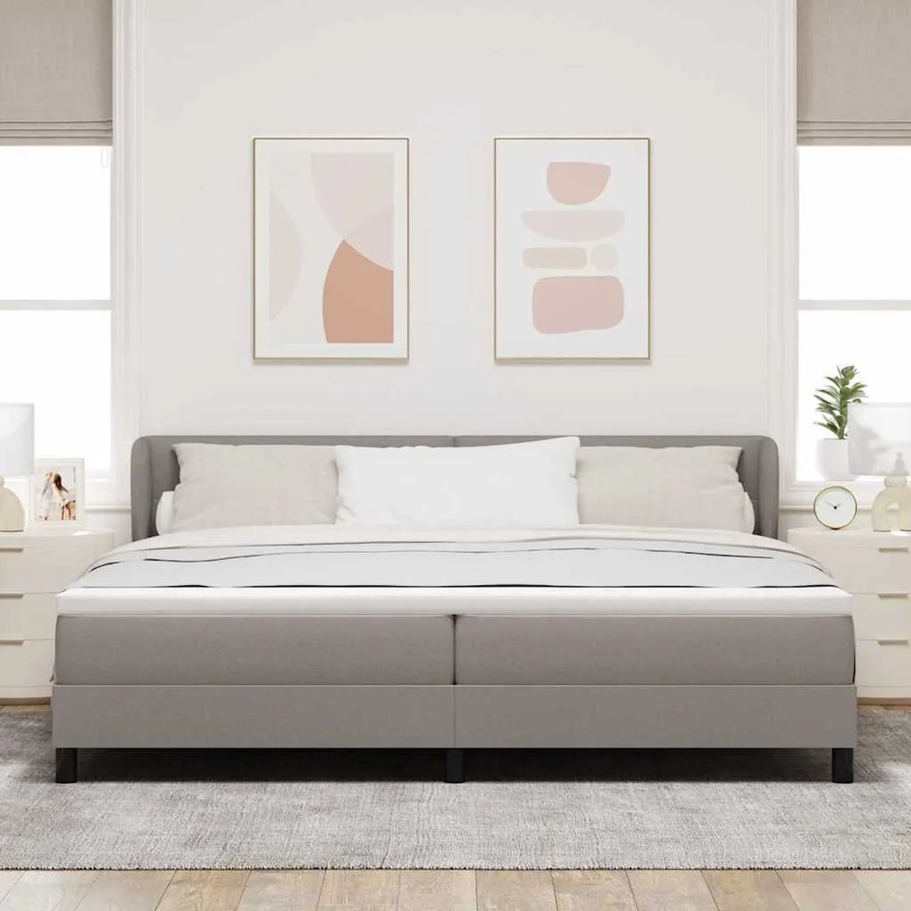 Postel s boxspringem s čelo Taupe 200 x 200 cm textil 3340049