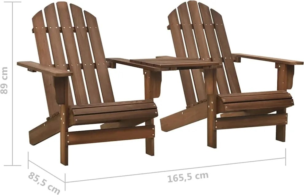 Zahradní židle Adirondack s čajovým stolkem masivní jedle hnědé 310069