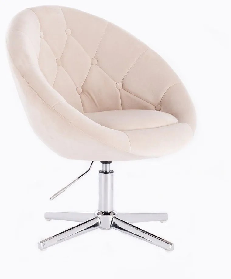 LuxuryForm DESIGN Křeslo VERA VELUR na stříbrném kříži - krémové