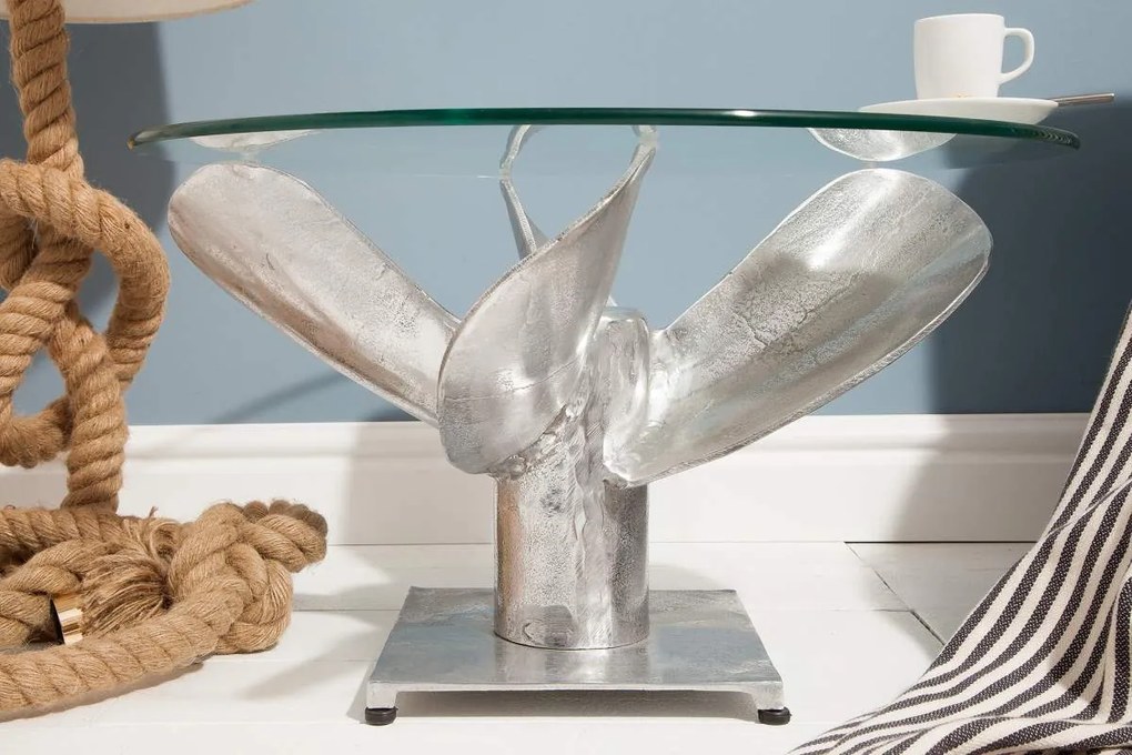 Designový konferenční stůl Propeller, 60 cm, stříbrný