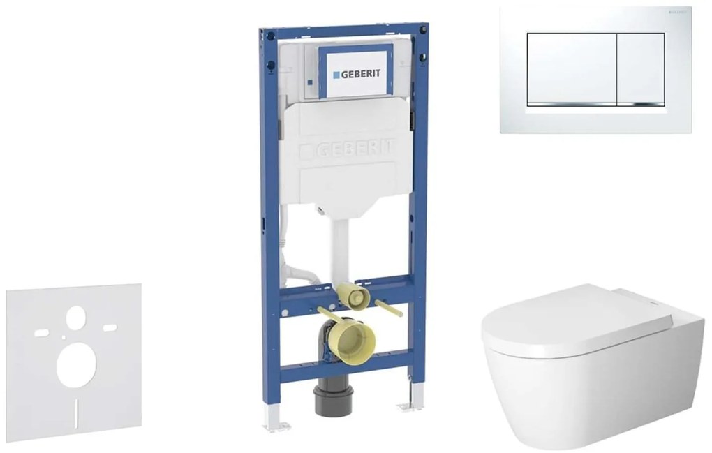 Geberit Duofix - Set předstěnové instalace, klozetu ME by Starck a sedátka softclose, tlačítko Sigma20, bílá/lesklý chrom SANI11CP3112