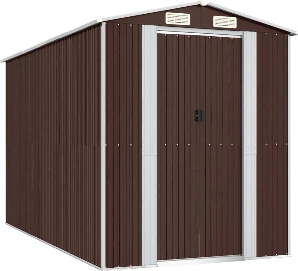 Zahradní kůlna tmavě hnědá 192 x 357 x 223 cm pozinkovaná ocel 3147462