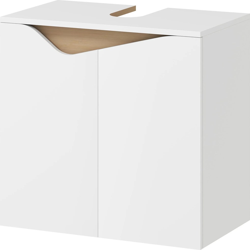 HOMCOM podumyvadlová skříňka s tlumeným dovíráním, bílá/přírodní dekor — 60 × 35 × 57,9 cm (23,6 × 13,8 × 22,8 palce) | Aosom