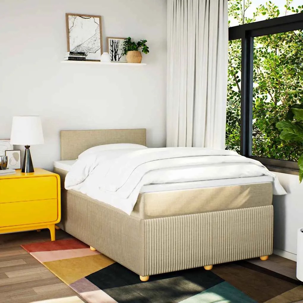 Box spring postel s matrací krémová 120x200 cm textil 3287421