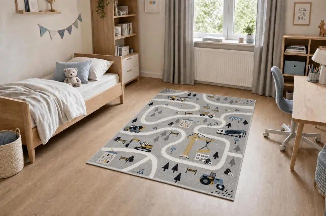 Koberec KIDDO 6111 světle šedý / bílý