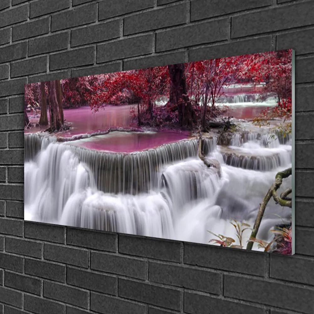 Obraz na skle Vodopád Góry Příroda 140x70 cm