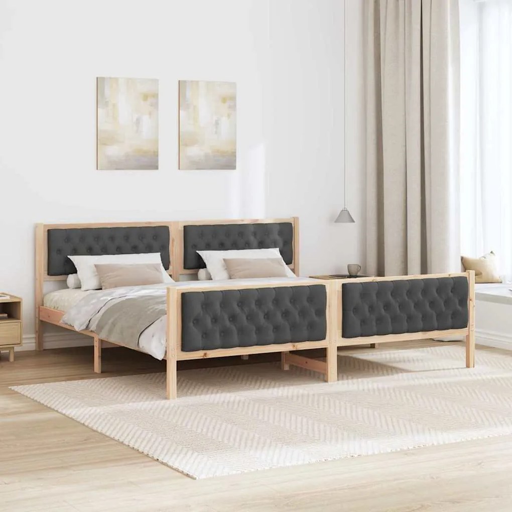 Rám postele s čelo Tmavě šedá 200 x 200 cm Masivní borové dřevo 3394269
