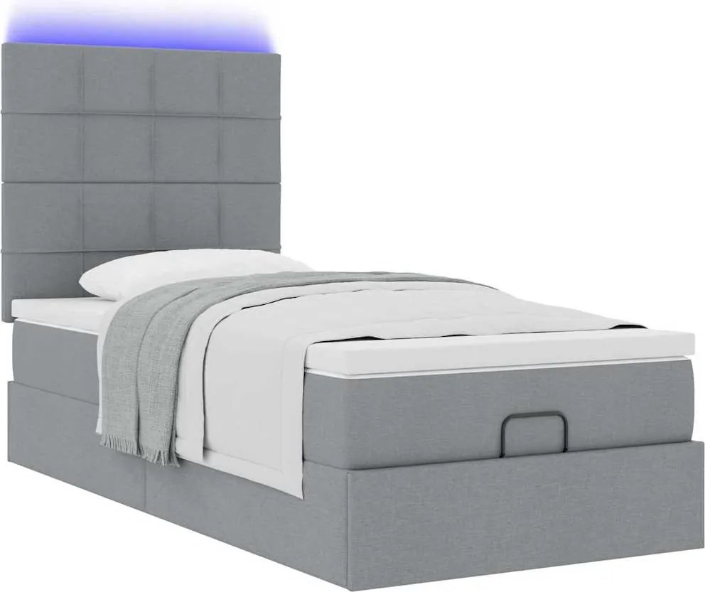 Osmanský rám postele s matrací světle šedá 90x190cm textil 3313968