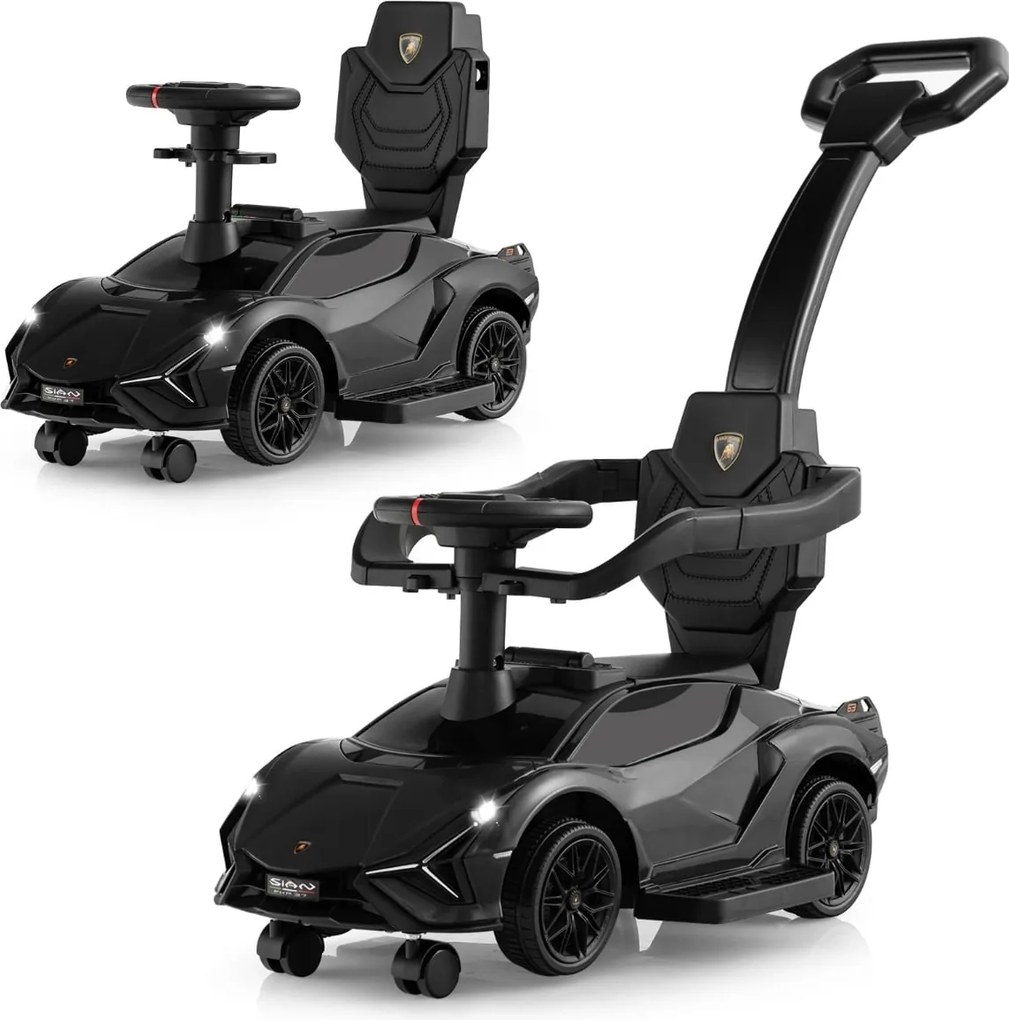 Costway 3 v 1 Lamborghini Push Car se světlomety a hudbou a – černý