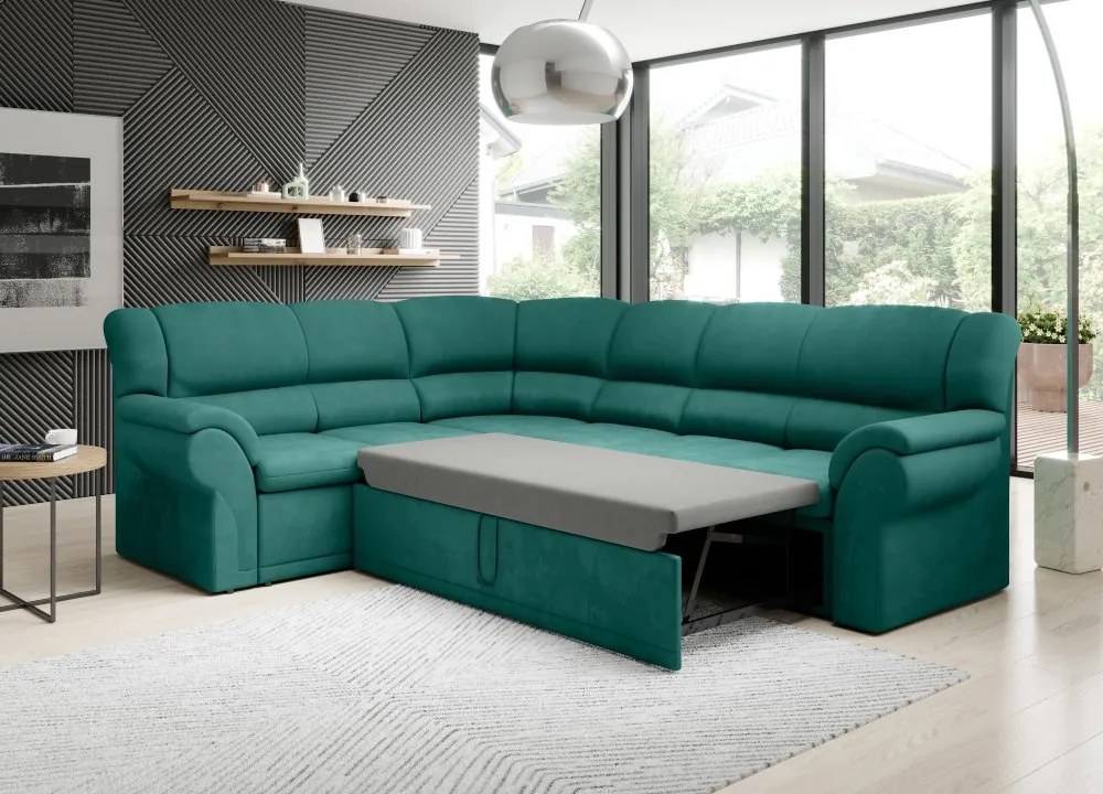 Rozkládací rohová sedačka ALEXIA DELUXE 270x220 světle hnědá
