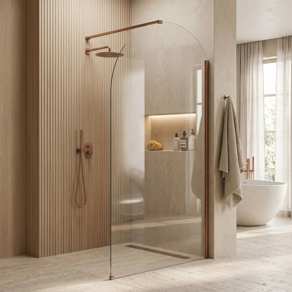 Rea Heaven, sprchová zástěna Walk-in 100 cm, měděná matná, REA-K6687