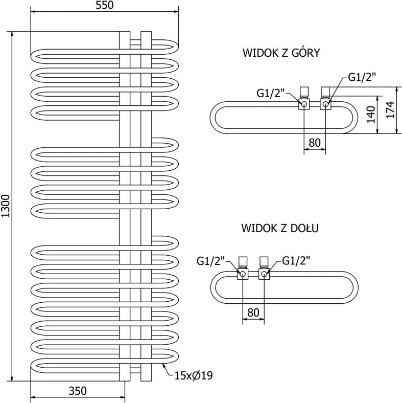 Mexen Ops koupelnový radiátor 1300 x 550 mm, 694 W, bílý - W122-1300-550-00-20