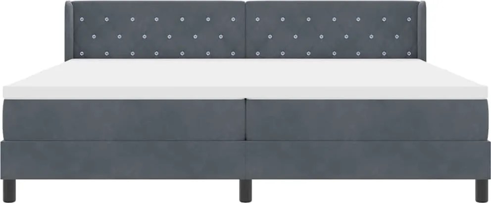 Postel s boxspringem s čelo Tmavě šedá 200 x 200 cm samet 3341433