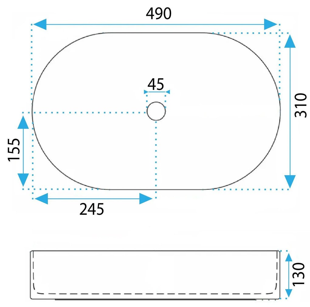 Rea Vanda, umyvadlo na desku 490x310x130 mm, světle zelená matná, REA-U3612