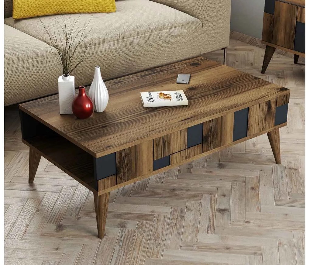 Designový konferenční stolek Mahola 105 cm ořech / antracitový