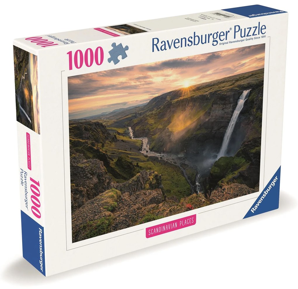 Puzzle ravensburger 120001102 skandinávie vodopád haifoss, island