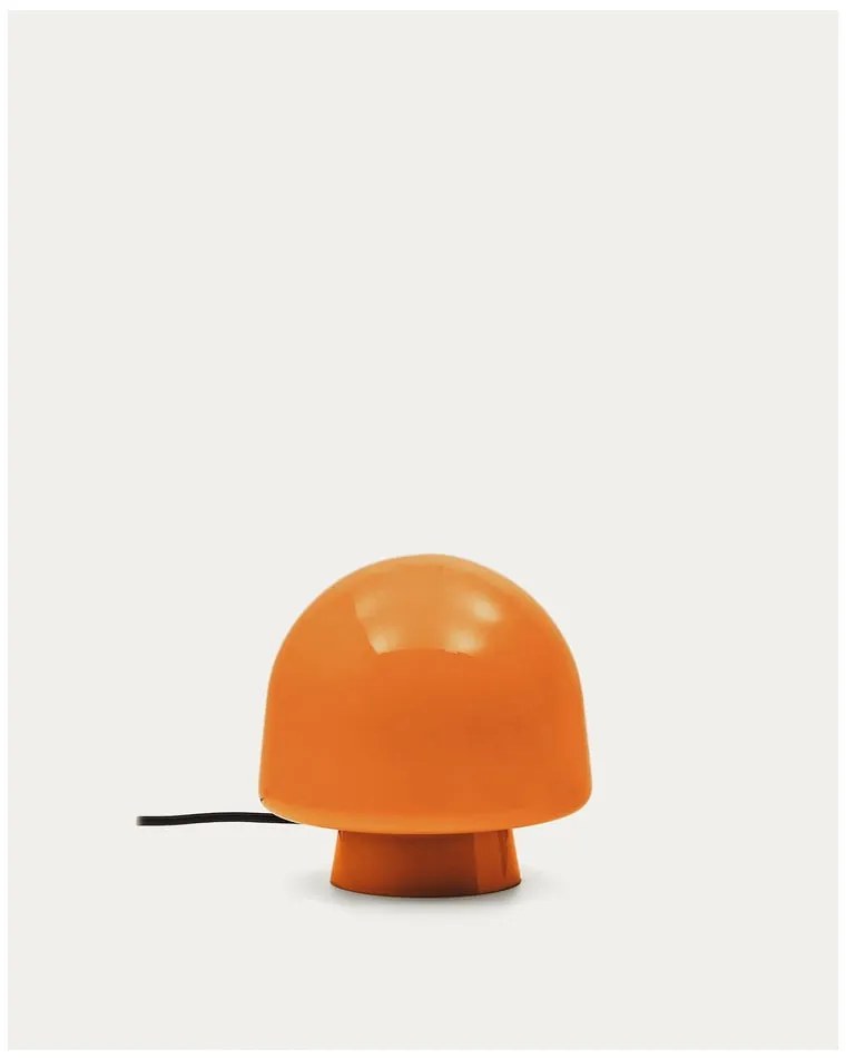 Oranžová stolní lampa se skleněným stínidlem (výška 20 cm) Reig – Kave Home