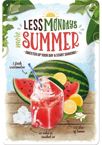 Postershop Plechová cedule: Less Mondays More Summer - 30x20 cm