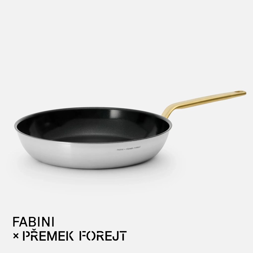 Fabini Pánev FABINI & Forejt, ø 30 cm - Nepřilnavá nerezová beznýtová pánev z vícevrstvé nerezové oceli s nepřilnavým keramickým povrchem bez poklice