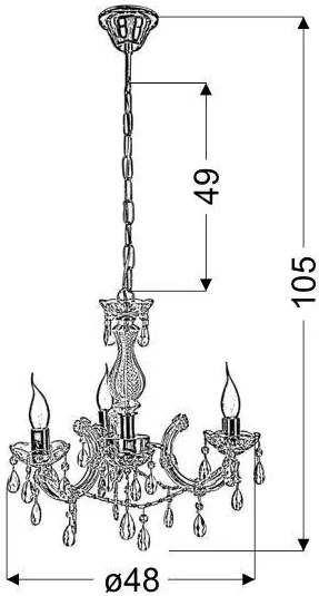 Candellux Zlatý křišťálový lustr Maria Teresa pro žárovku 3x E14