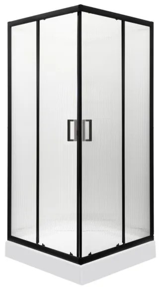 Novoterm Čtvercový sprchový kout NV-Soho 80x80 černá/ornamentní sklo + vanička