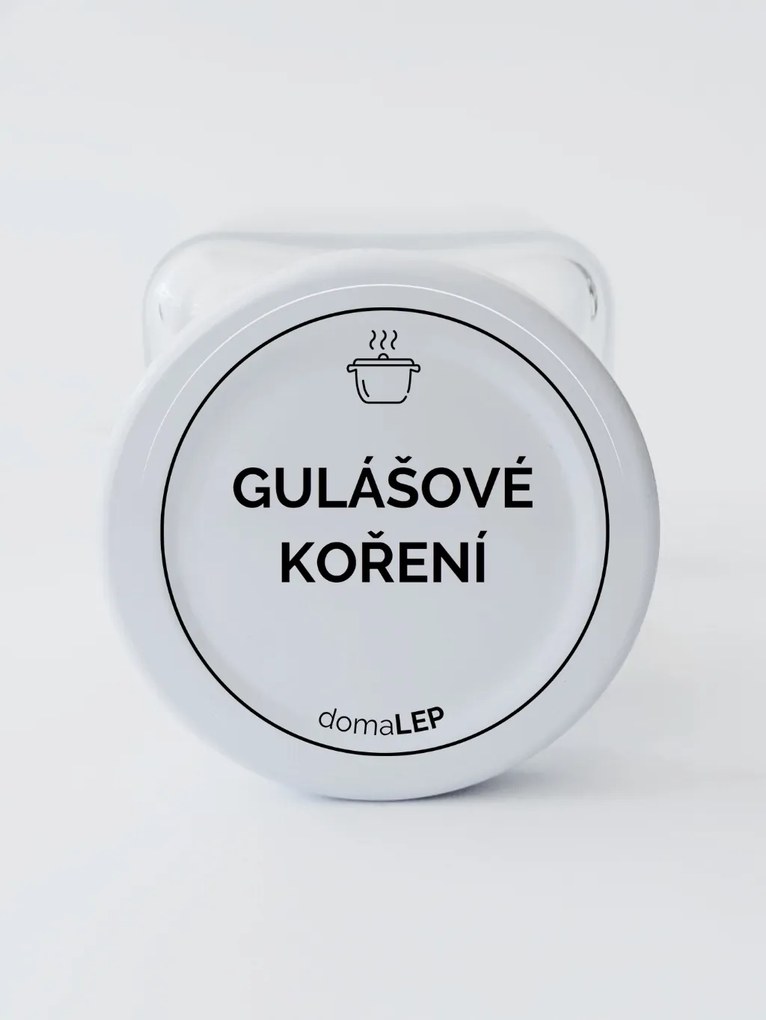 Samolepka na kořenky GULÁŠOVÉ KOŘENÍ průhledná 5 cm tučné písmo