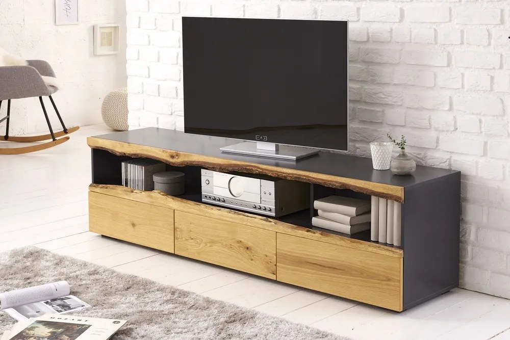 Designový TV stolek Kira 180 cm dub - šedý