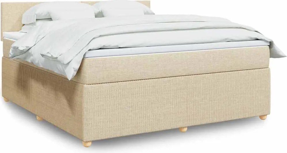 Box spring postel s matrací krémová 180x200 cm textil 3287533