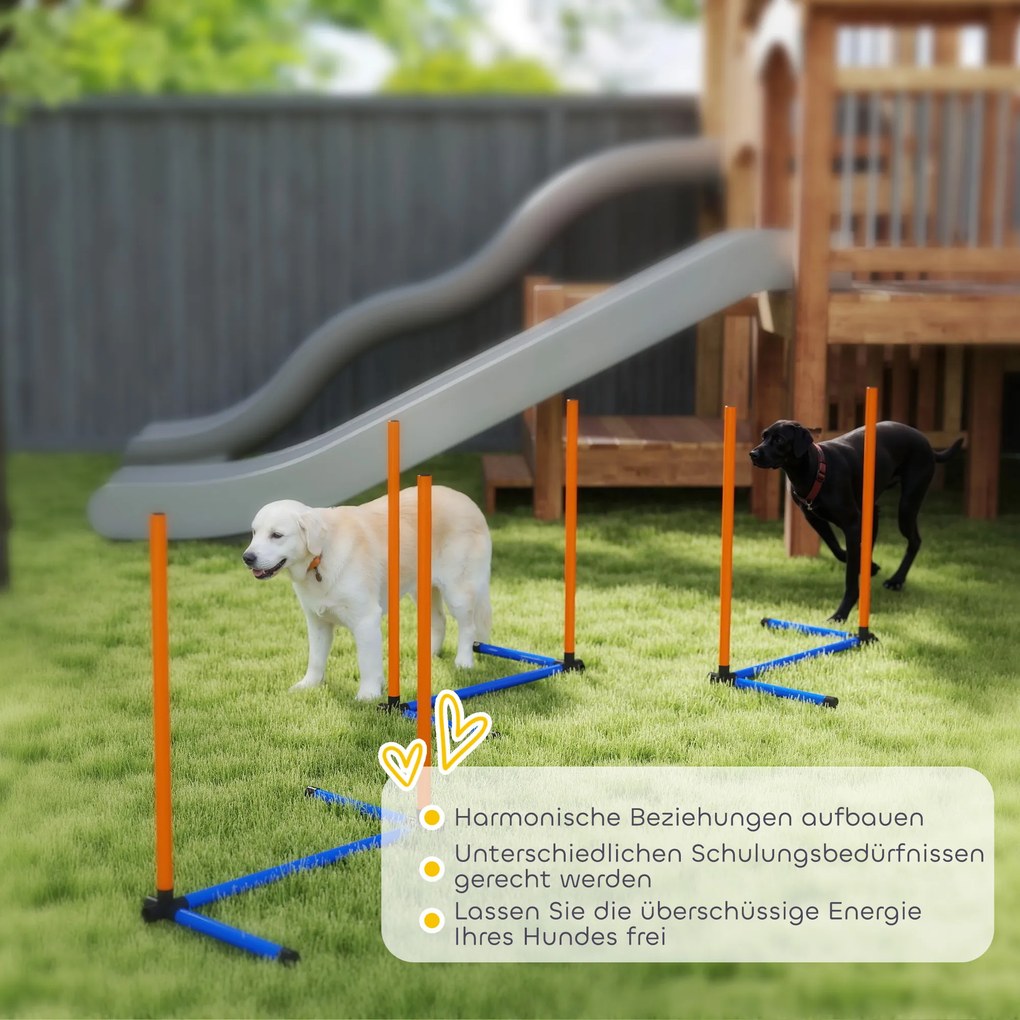 PawHut Agility set pro psy 3dílné agility vybavení se slalomovými tyčemi Taška na přenášení Výcviková sada pro všechny velikosti psů Oranžová barva