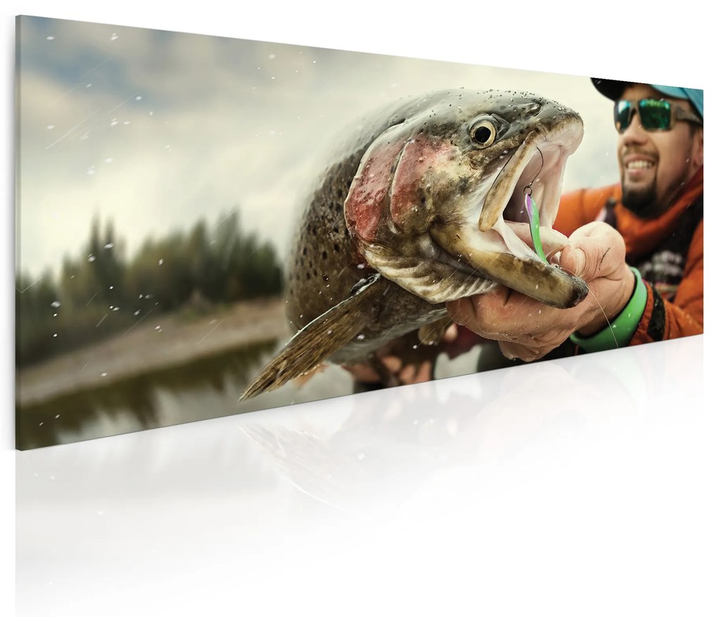 Malvis ® Obraz Rybář s krásným duhákem ROZMĚR (šířka x výška): třídílný obdélník 120x80 cm