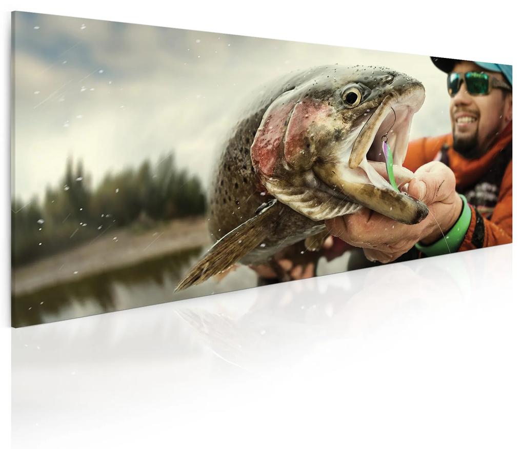 Malvis ® Obraz Rybář s krásným duhákem ROZMĚR (šířka x výška): třídílný obdélník 150x60 cm