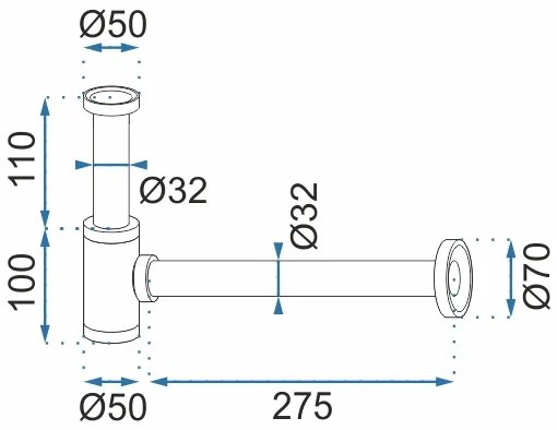 Aplomo umyvadlový sifon univerzální, gold