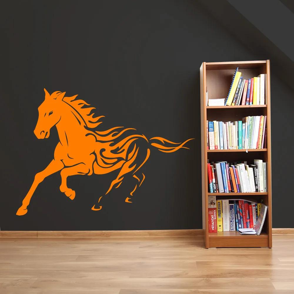 GLIX Kůň - samolepka na zeď Oranžová 100 x 70 cm