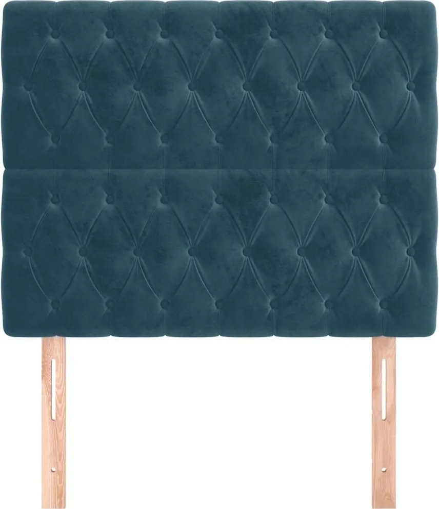 Čelo postele tmavě modré 90x7x118/128 cm sametové 3116708