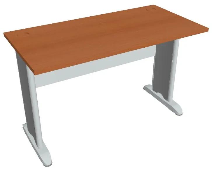 Stůl pracovní rovný 120 cm hl. 60 cm - Hobis Cross CE 1200 Dekor stolové desky: třešeň, Dekor lamino podnože: šedá, Barva nohou: Stříbrná